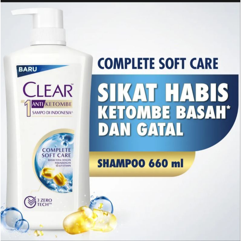 Jual Shampoo Clear Anti Ketombe Complete Soft Care 660ml | Shopee Indonesia