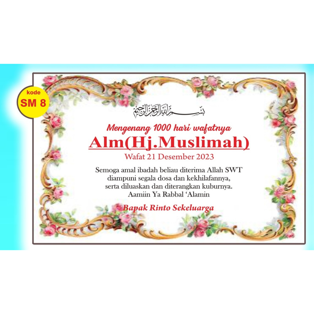Jual Kartu Ucapan Tahlil Mengenang 40-100-1000 hari / PRINT STIKER ...