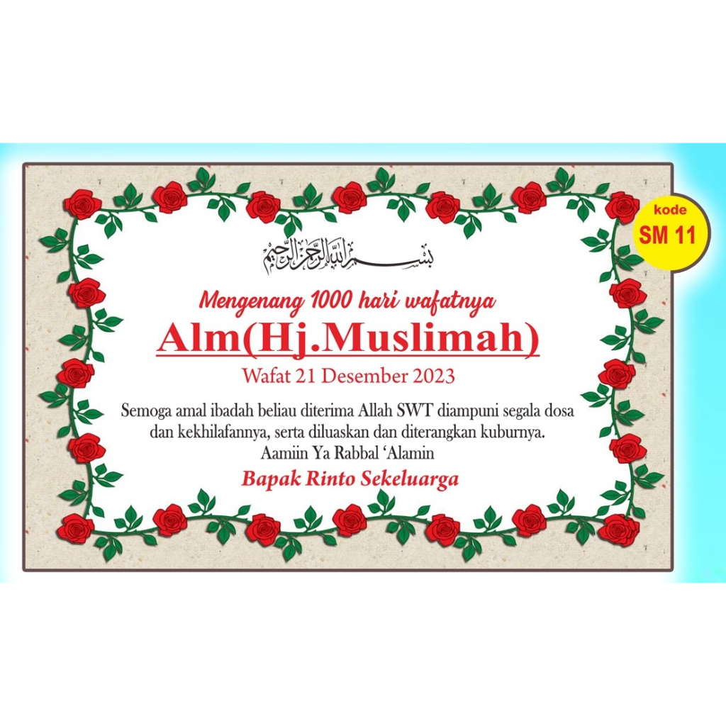 Jual Kartu Ucapan Tahlil Mengenang 40-100-1000 hari / PRINT STIKER ...