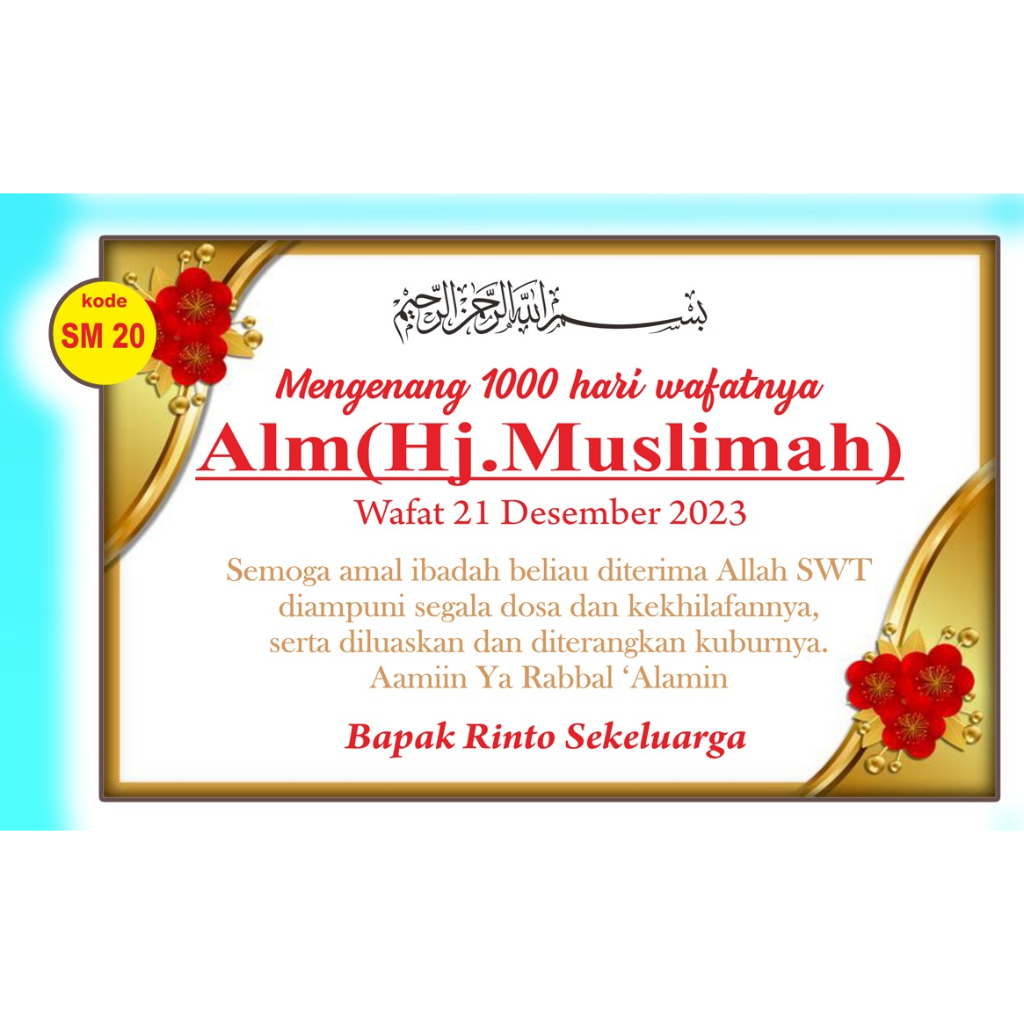 Jual Kartu Ucapan Tahlil Mengenang 40-100-1000 hari / PRINT STIKER ... Jual Kartu Ucapan Tahlil Mengenang 40-100-1000 hari / PRINT STIKER ...