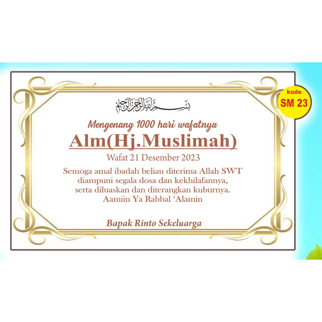 Jual Kartu Ucapan Tahlil Mengenang 40-100-1000 hari / PRINT STIKER ...