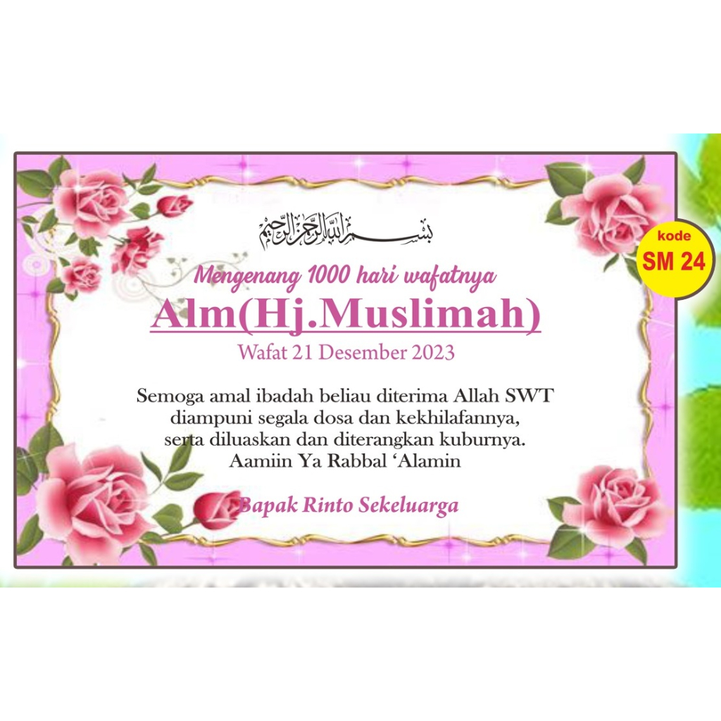 Jual Kartu Ucapan Tahlil Mengenang 40-100-1000 hari / PRINT STIKER KOTAK NASI BERKAT/MENGENANG ...
