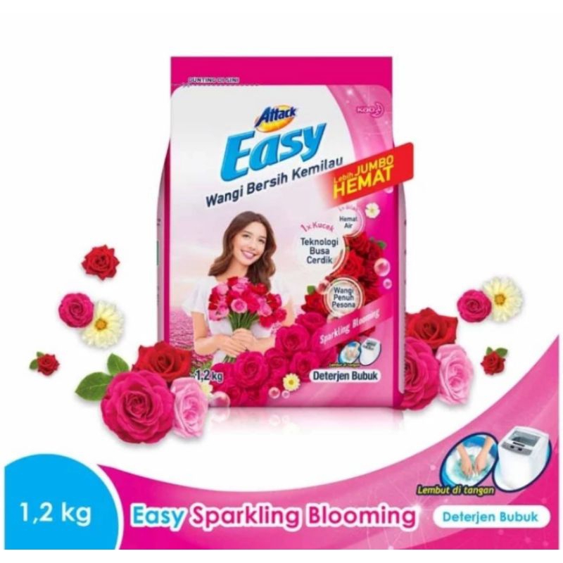 Jual attack detergen powder easy sparkling bloom bag 1200 gr | Shopee Indonesia
