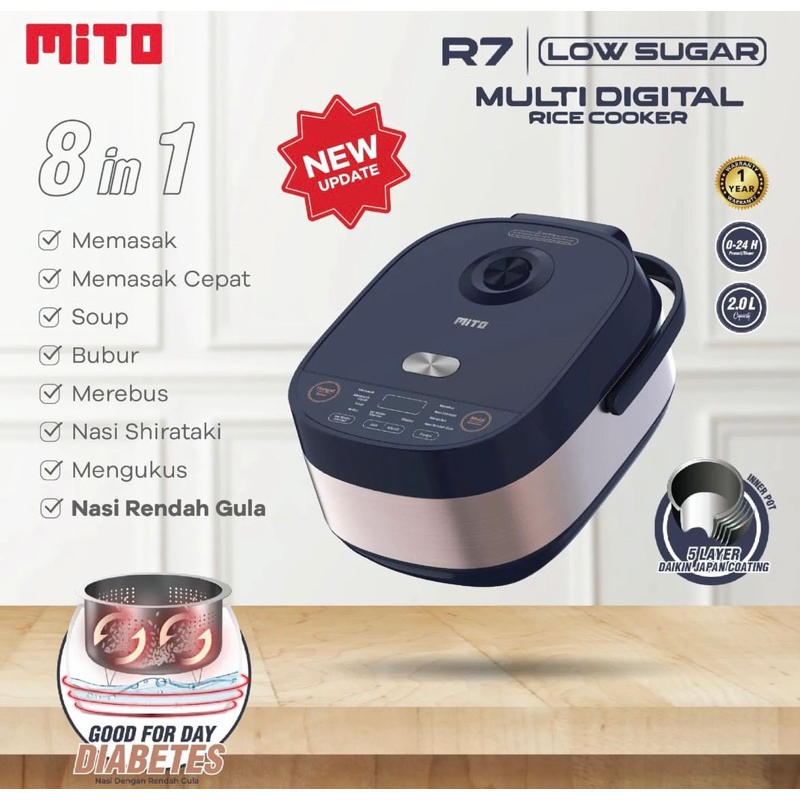 Jual MITO MULTIDIGITAL RICE COOKER R7 LOW SUGAR 8 IN 1 - GARANSI RESMI ...