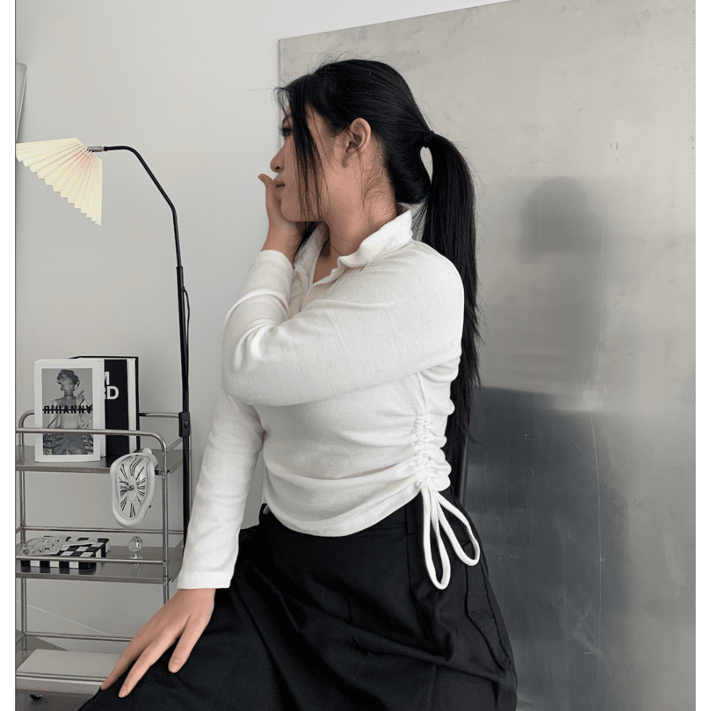 Jual LYLA Top l Crop top Tali Serut l Rib Knit Premium l Wangki Serut ...