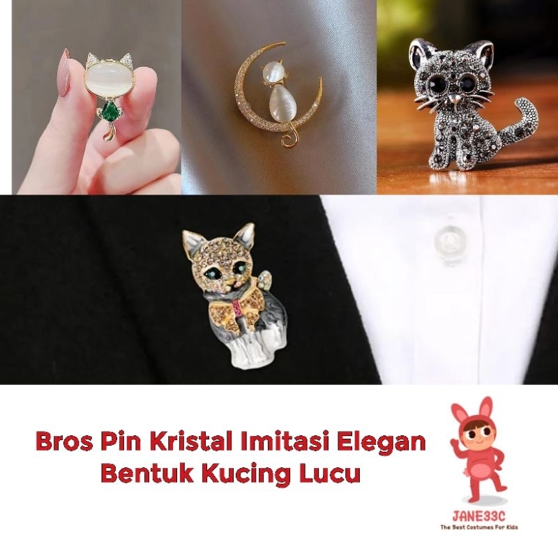Jual Bros Pin Kristal Imitasi Elegan Bentuk Kucing Lucu | Shopee Indonesia