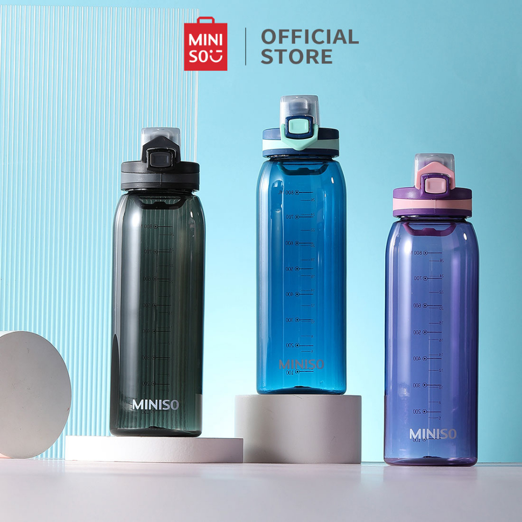 Jual MINISO Botol Minum Air 900ml Plastik Olahraga Skala Botol Air ...