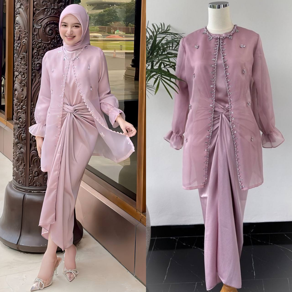 Jual TERMURAH - One Set Jemma Outer Organza Dress Satin Silk Premium ...