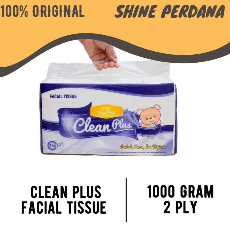 Jual PREMIUM Tisu Tissue Facial Clean Plus 2ply 1000 gram | Shopee ...