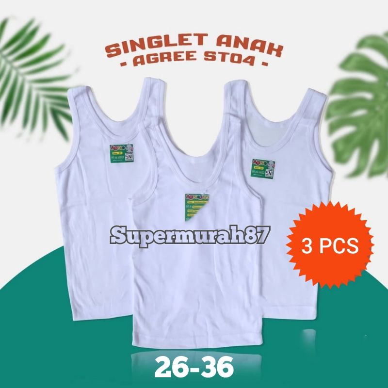 Jual [ 3PCS ] Singlet AGREE Kids ST04 | Singlet anak tanggung umur 7-13 ...