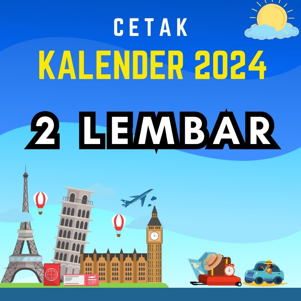 Jual Cetak Kalender 2024 2 lembar A3+ Custom Desain bahan art paper ...