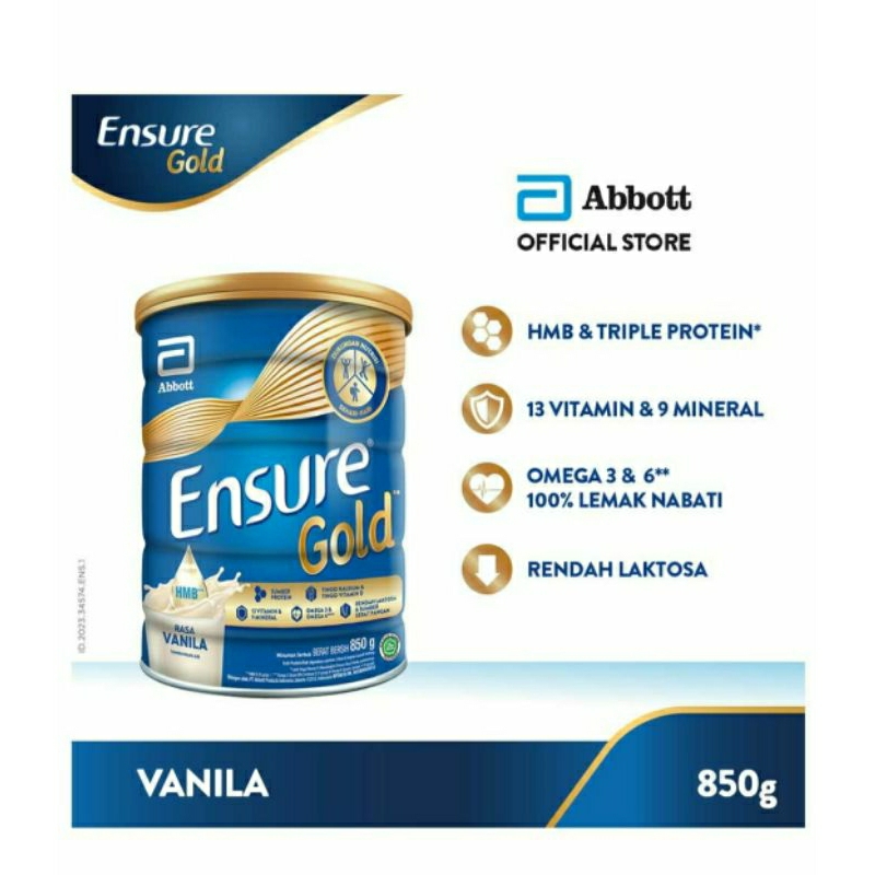 Jual Ensure Gold Vanila 850gr | Shopee Indonesia