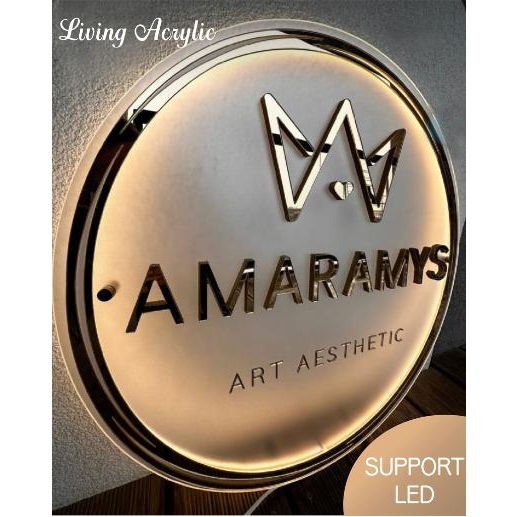 Jual Papan Nama Toko Akrilik Gold dengan Lampu LED 80cm | Shopee Indonesia