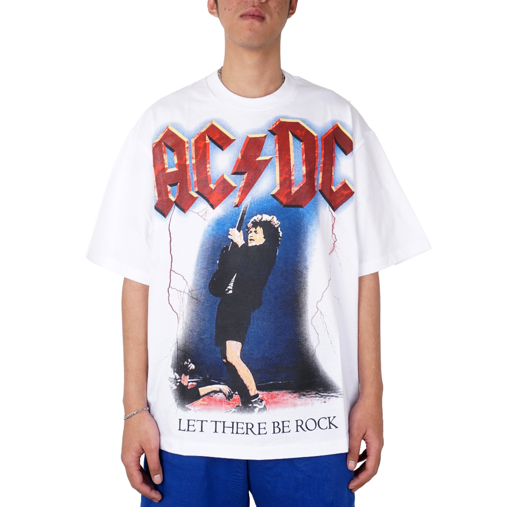 Jual KKontener Vintage ACDC Let There Be Rock White Oversize Tee T-Shirt Kaos | Shopee Indonesia