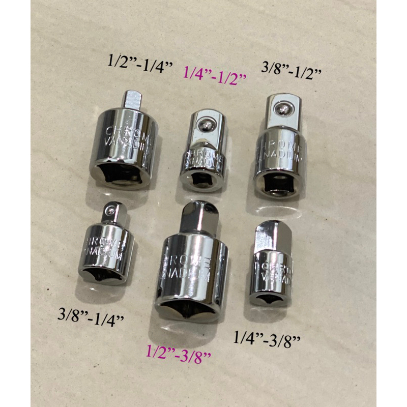 Jual ADAPTOR SOCK MALE FEMALE SET 6 PCS 1/2” 3/8” 1/4” PENGHUBUNG ...