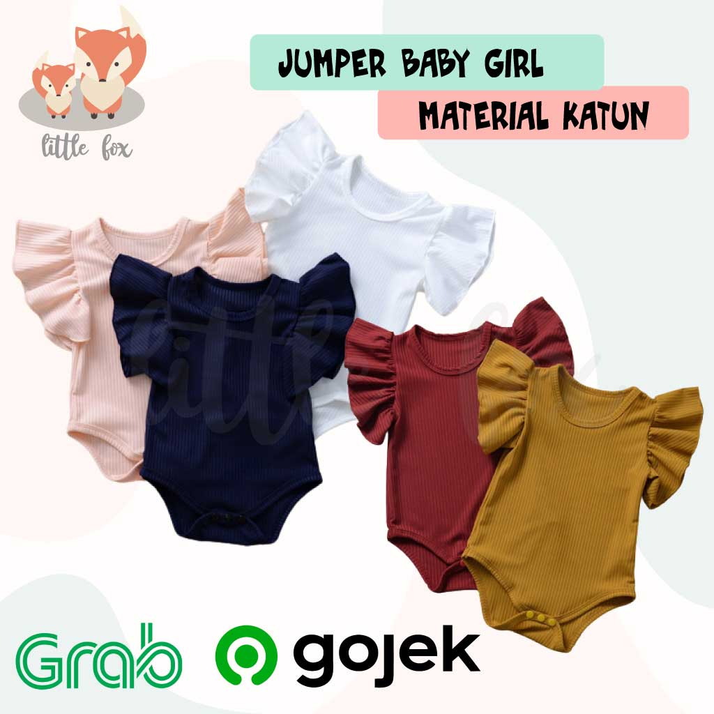 Jual Jumper Ruffle Lengan Pendek Baby Girl / Romper Baju Bayi Cewek Polos Lembut Nyaman Katun ...