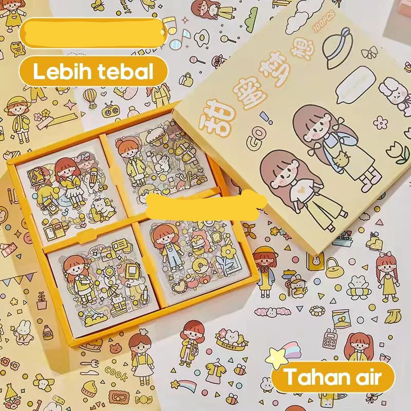 Jual KIANDAA 200 LEMBAR Sticker Box Momo stiker happy day motif bunny ...