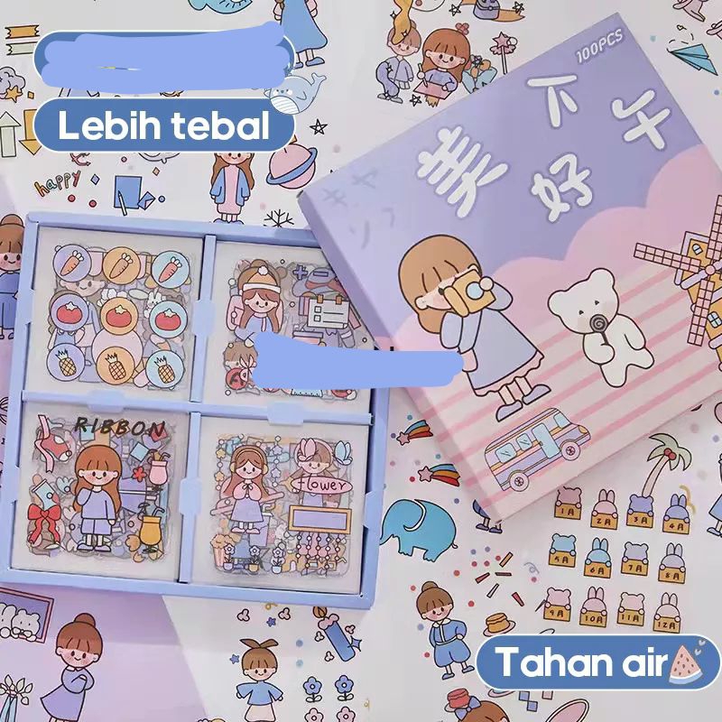 Jual KIANDAA 200 LEMBAR Sticker Box Momo stiker happy day motif bunny ...