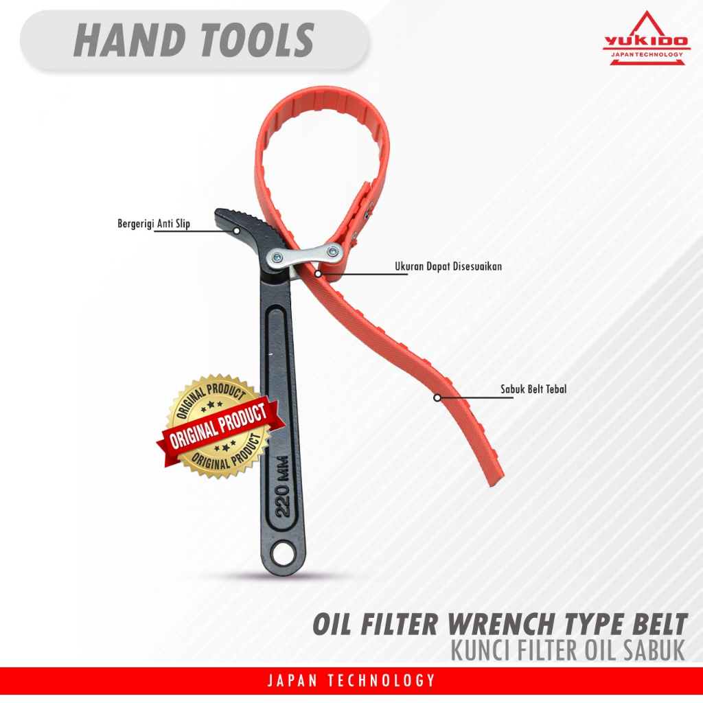 Jual Kunci Filter Oli model Sabuk YUKIDO AB8-10B'' - Kunci Saringan Oli ...