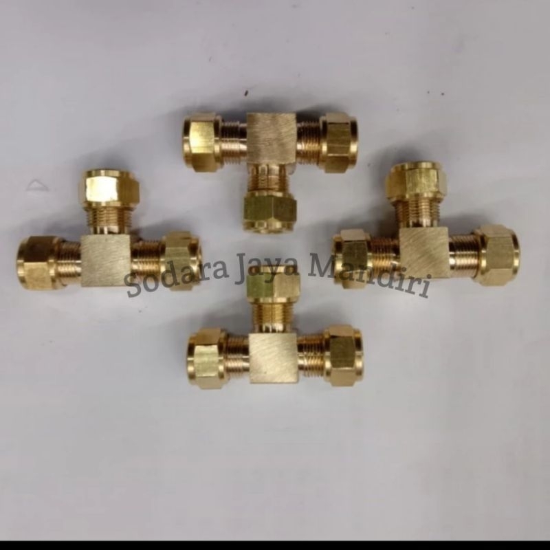 Jual Tee connector Kuningan 8mm untuk tembaga 8mm | Shopee Indonesia