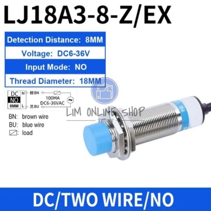 Jual SENSOR PROXIMITY LJ18A3-8-Z/EX NO Inductive 2-Wire 6-36VDC ... Jual SENSOR PROXIMITY LJ18A3-8-Z/EX NO Inductive 2-Wire 6-36VDC ...