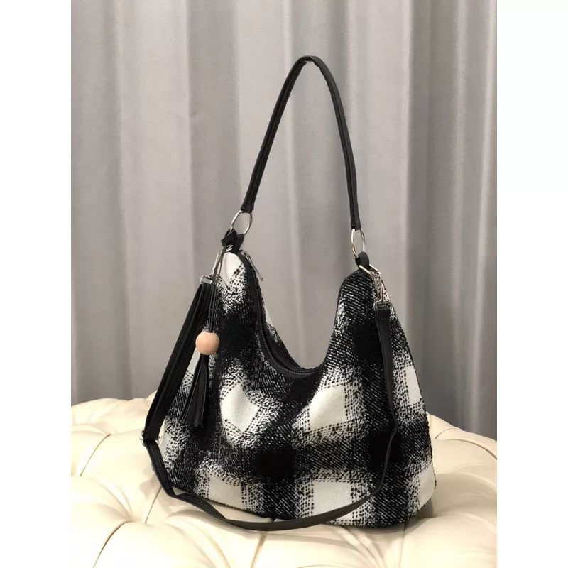 Jual GOLDEN - Lodie Hobo tas kotak tas hitam putih tas kanvas wanita ...