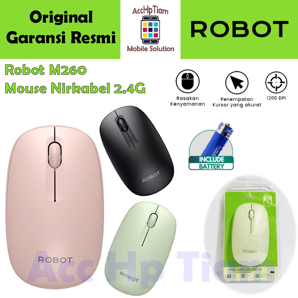 Jual Mouse Robot M260 2.4G Wireless Optical 1600 DPI - Gratis Batu Siap Pakai - Original Garansi ...