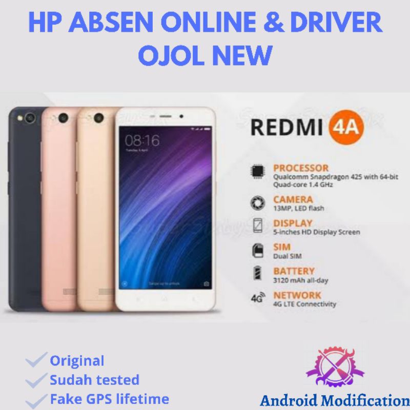 Jual HP ABSEN ONLINE REDMI 4A NEW FAKE GPS PERMANEN BERGARANSI ...