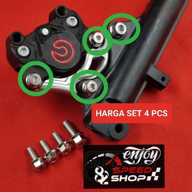 Jual Paket baut probolt kaliper 2p / 2piston brembo / ktc breket Mio sporty 5tl & Mio new smile ...