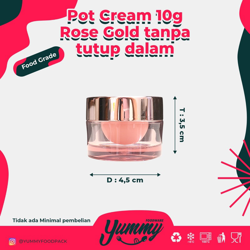 Jual POT CREAM/POT SALEP 10 GRAM WARNA ROSE GOLD { LIMITED }Tanpa lid ...