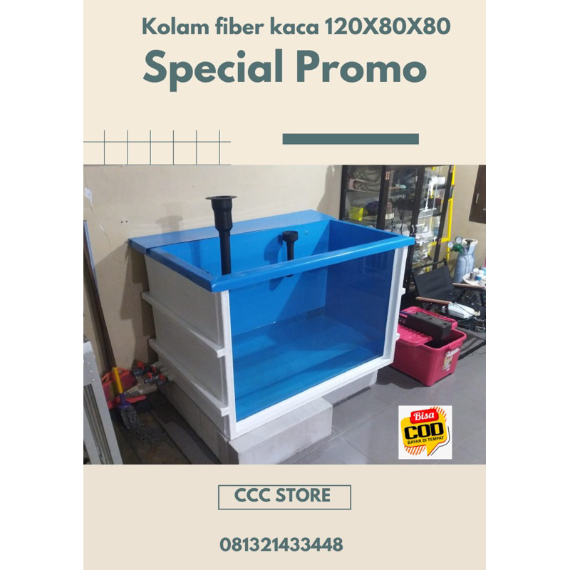 Jual Kolam ikan fiberglass ukuran 120x80x80 plus Kaca dan chamber ...