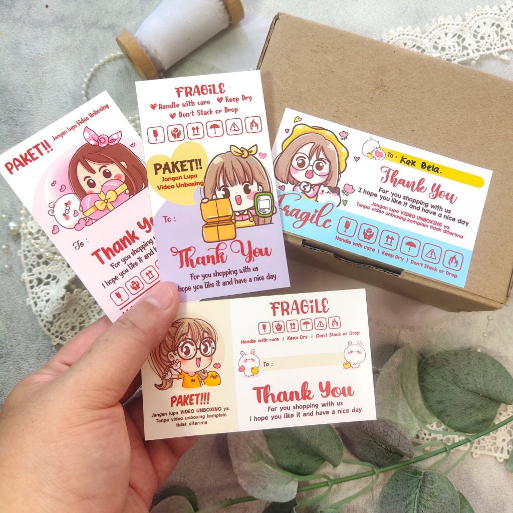 Jual Sticker Stiker Thank you To ucapan terima kasih Fragile Warning ...