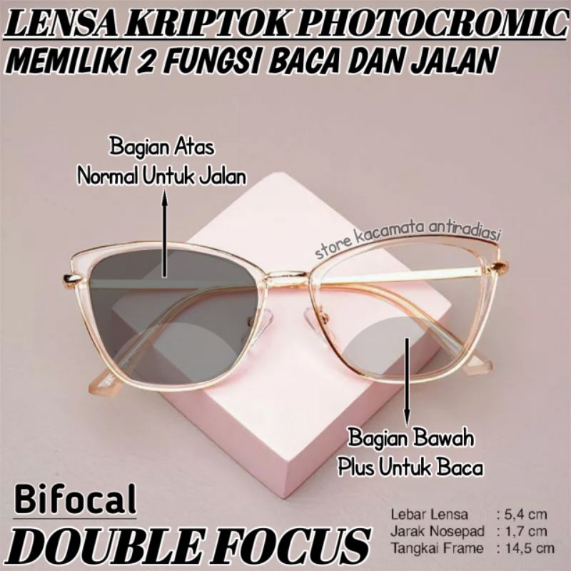 Jual Kacamata Baca Dan Jalan Photocromic Wanita Frame Lensa Double ...