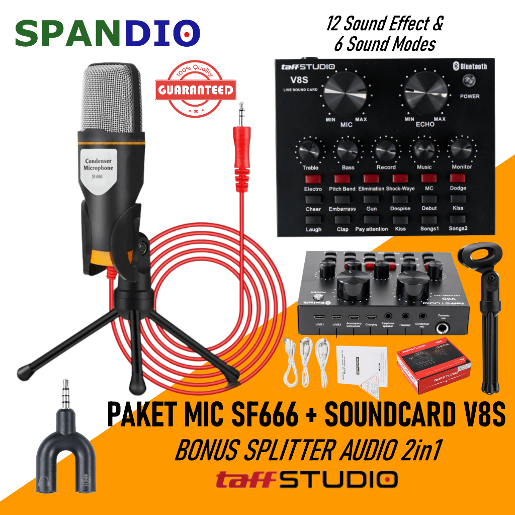 Jual Paket Komplit Mic SF 666 Soundcard V8s V8 Plus Bluetooth Lengkap ...