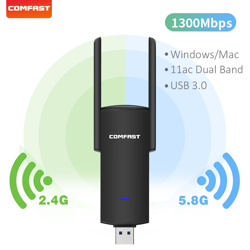 Jual COMFAST Wireless USB WiFi Adapter 1300Mbps Dual Band 5.8Ghz CF ...