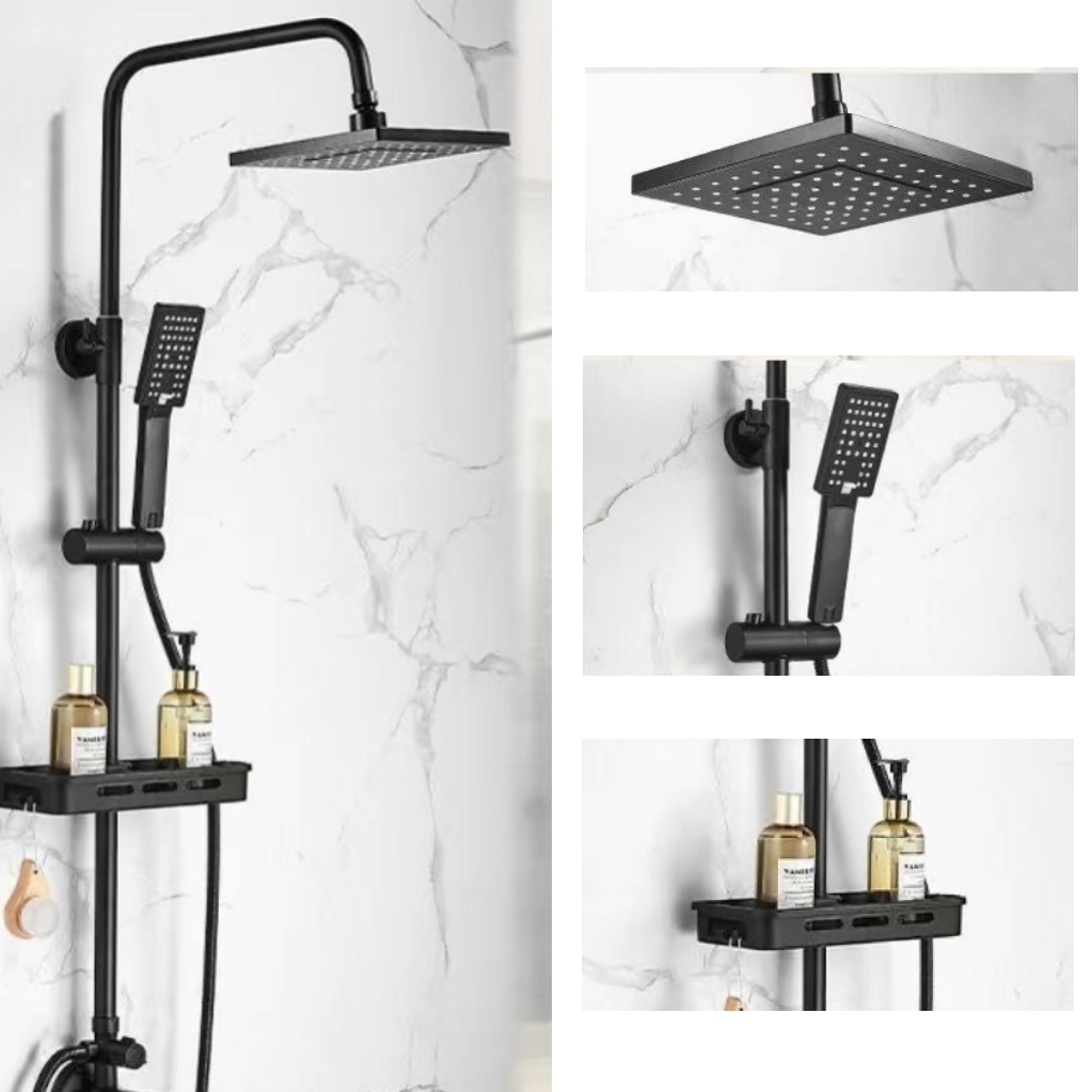 Jual SUS304 4in1 paket shower tiang stainless hitam Set Shower Panas ...
