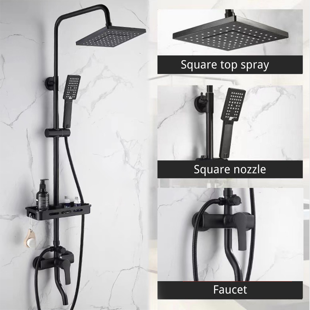 Jual SUS304 4in1 paket shower tiang stainless hitam Set Shower Panas ...
