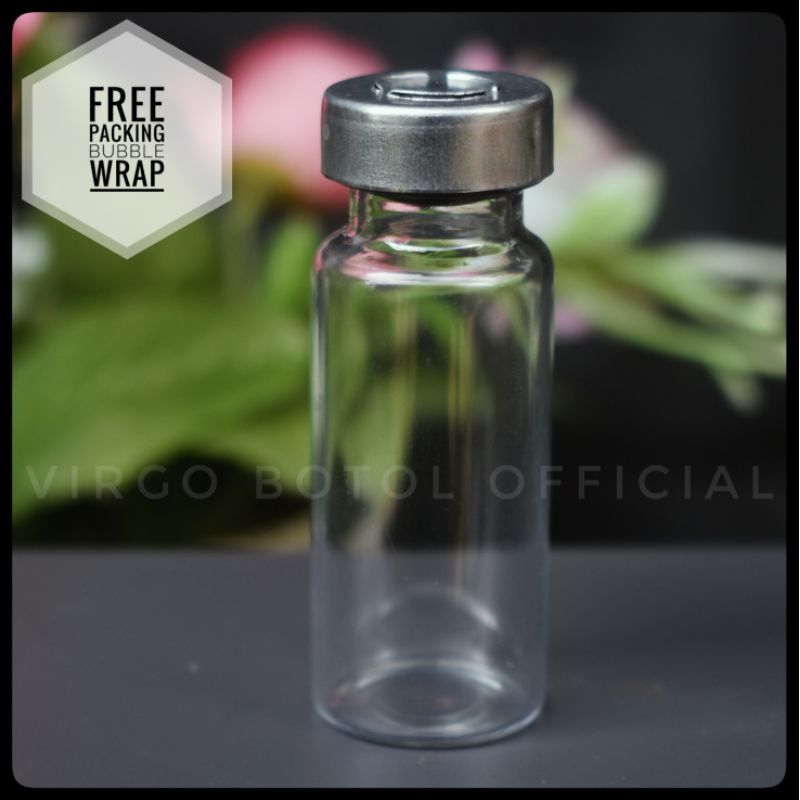 Jual Botol Kaca Vial 10ml Tinggi Tutup Karet Segel Aluminium | Shopee ...