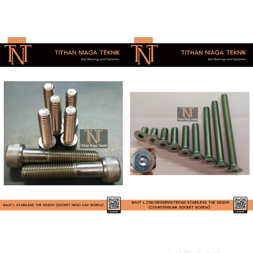 Jual M16x75 drat 2.0 Baut L screw stainless SUS304 / L CSK verseng stainless SUS304 & baja hitam ...