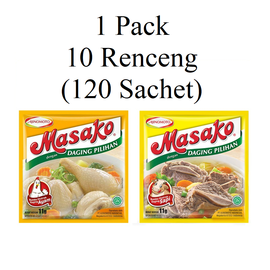 Jual Masako Ayam / Sapi 11 Gram 1 Pack isi 10 Renceng (120 Sachet ...