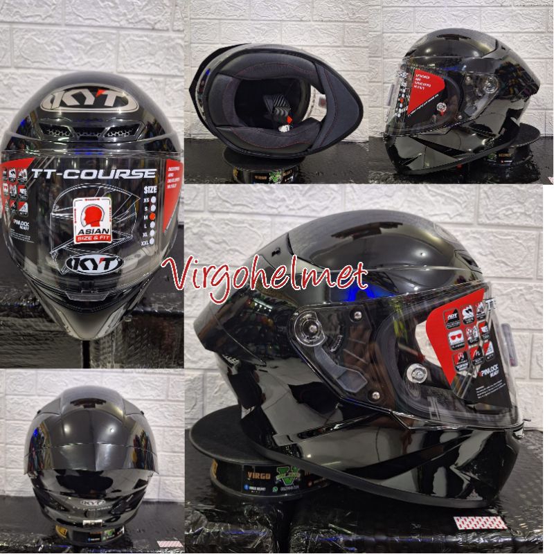 Jual HELM KYT TT COURSE SOLID BLACK GLOSSY ORIGINAL KYT TTC | Shopee Indonesia