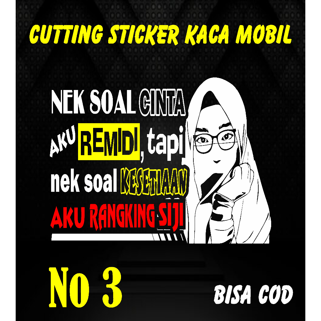 Jual stiker kata cewek hijab "nek soal cinta aku remidi" | Shopee Indonesia