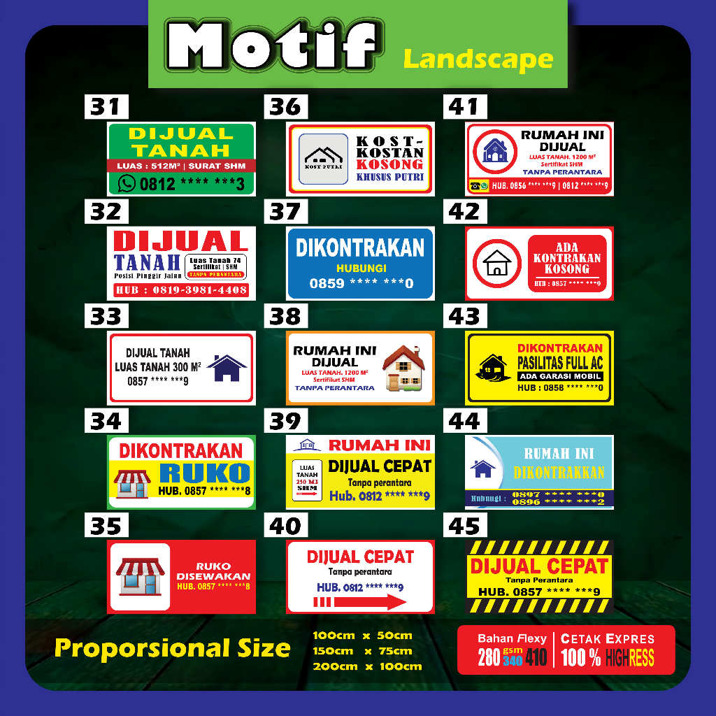 Jual SPANDUK murah Pamflet BANNER, Rumah dijual, disewakan, dikontrakan ...