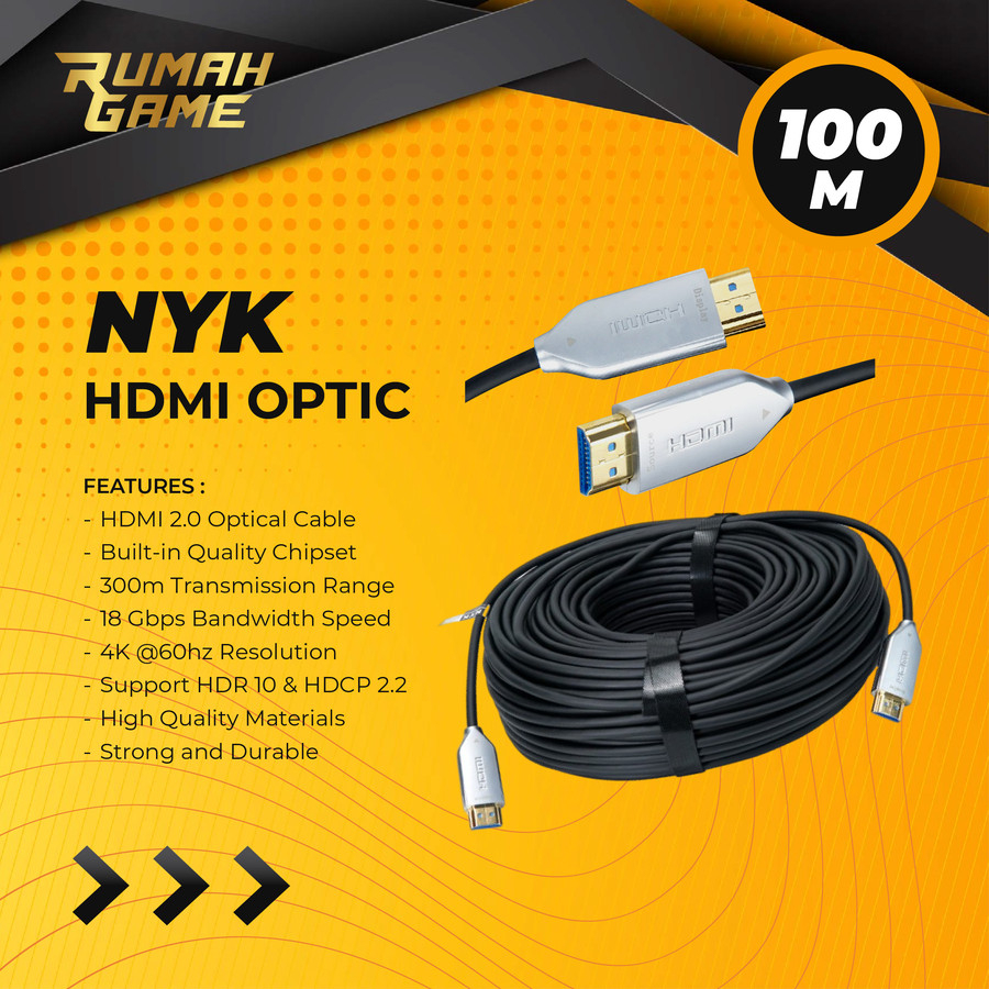 Jual NYK Kabel HDMI 40M 50M 60M 70M 80M 90M 100M 4K Fiber Optic Active ...