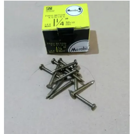Jual COD Bisa bayar ditempat paku beton kuning 3cm ukuran 1 1/4 inch merk marabu harga grosir 1 ...