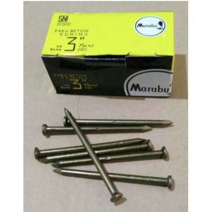Jual COD Bisa bayar ditempat paku beton kuning 7.5cm ukuran 3 inch merk marabu harga grosir 1 ...