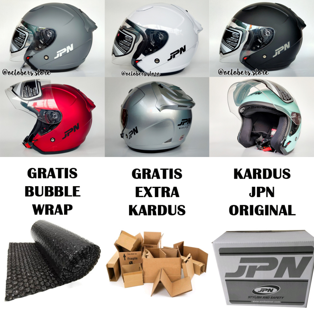 Jual HELM JPN GALAXY ORIGINAL HELM MOTOR SNI DEWASA HELM HALF FACE OPEN ...