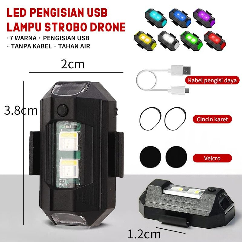 Jual Lampu LED Pesawat USB Charge Lampu Pesawat 7 Warna RGB Lampu Kedap Kedip Drone Motor Mobil ...