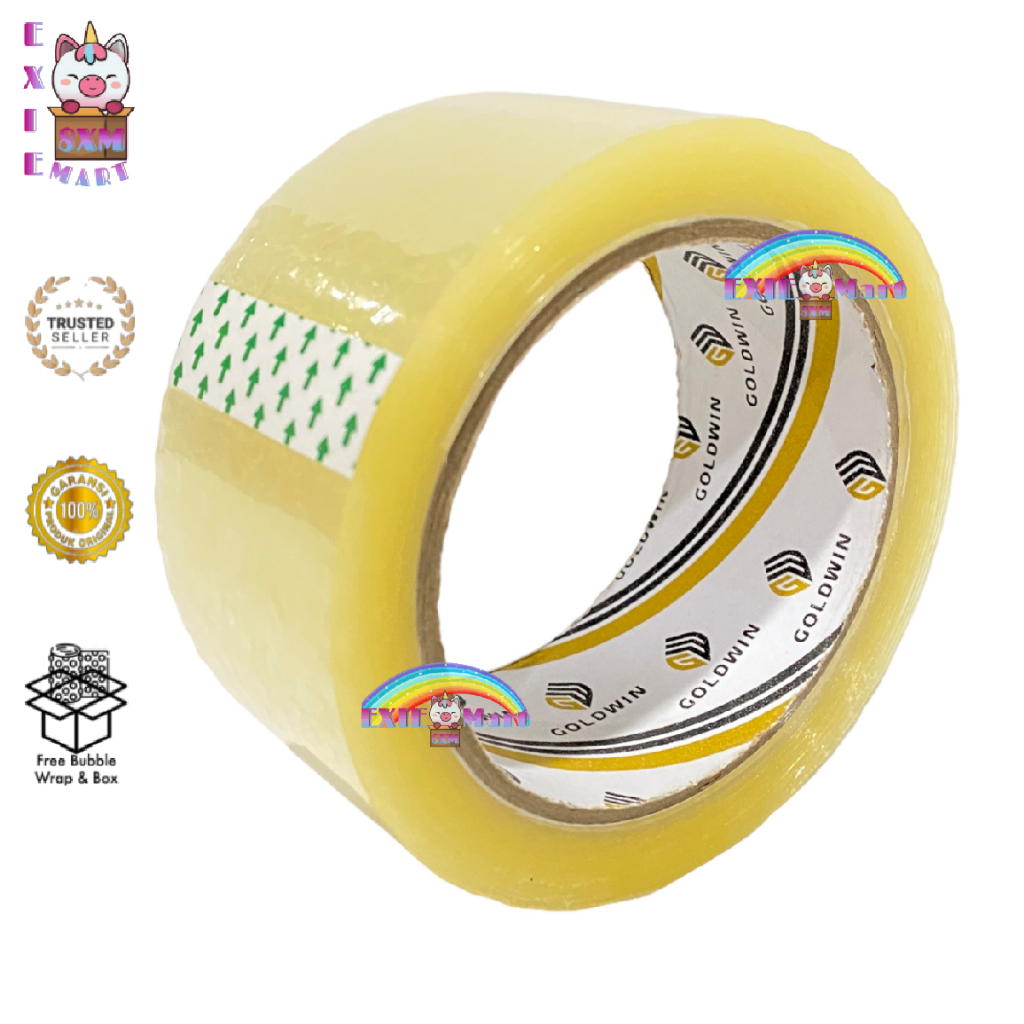 Jual LAKBAN BENING TRANSPARANT GOLDWIN 45MM X 100 YARD - LAKBAN BESAR SERBAGUNA | Shopee Indonesia
