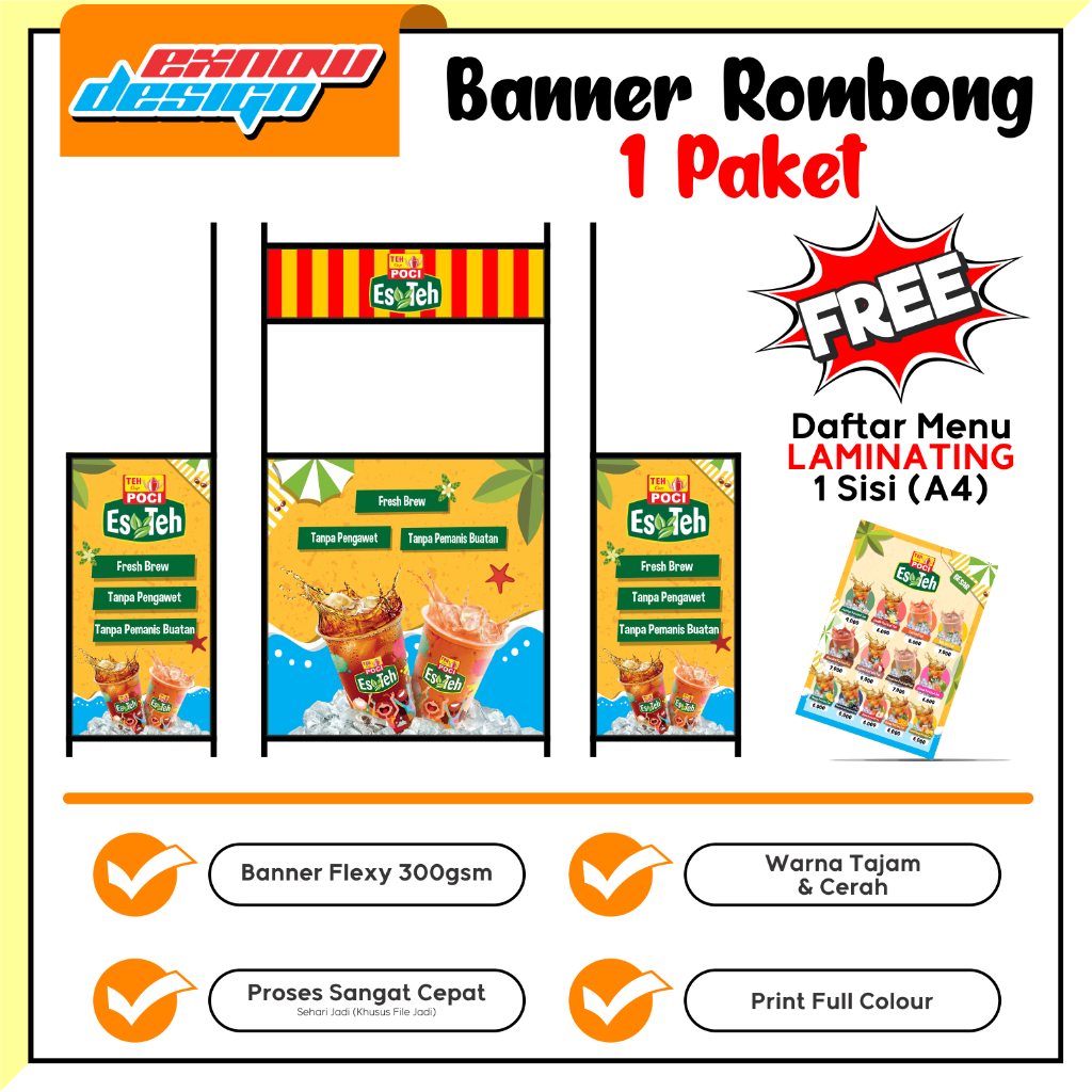 Jual custom banner rombong 1 paket + menu a4 laminating | Shopee Indonesia